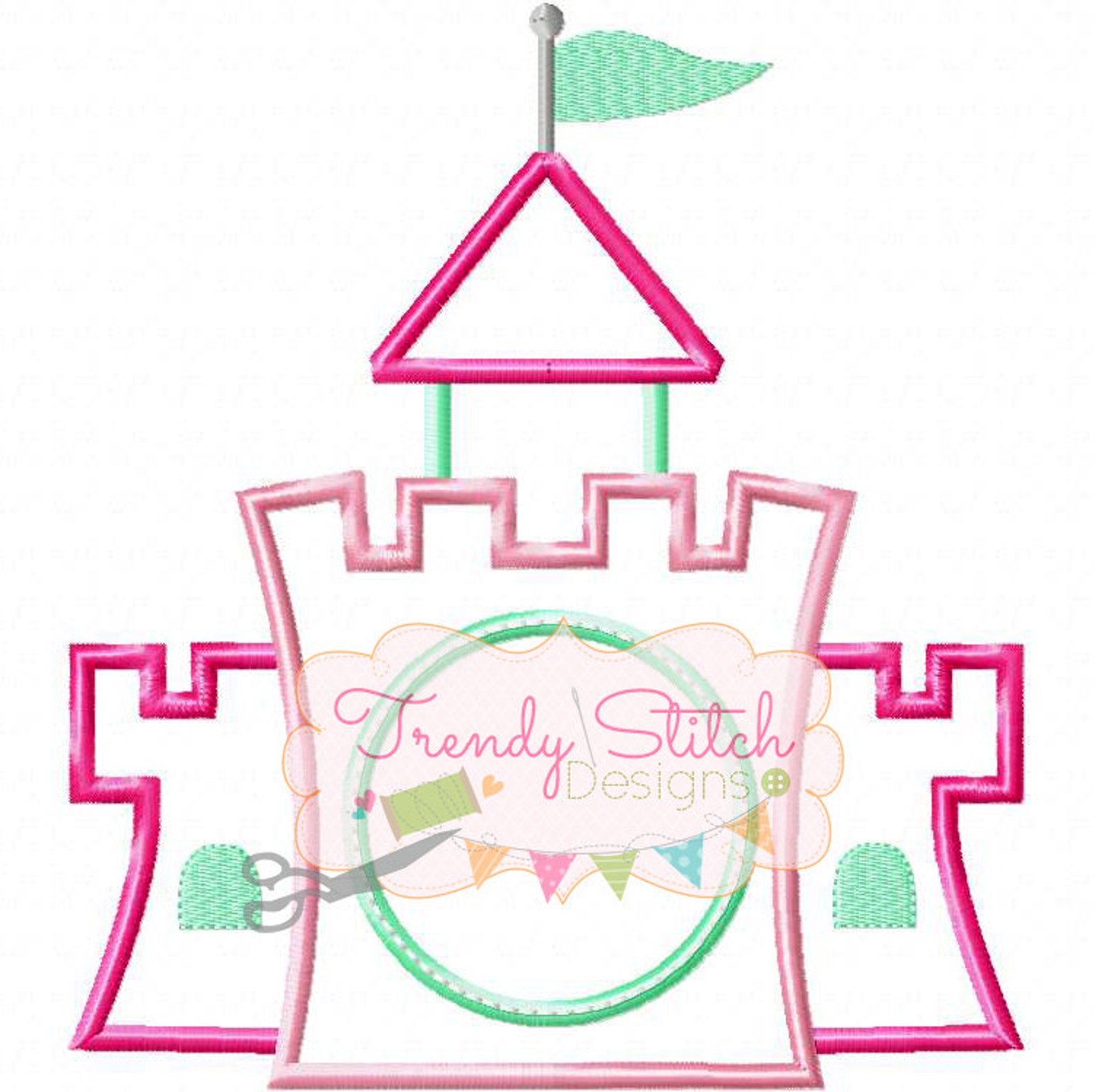 Castle Monogram Applique Design Machine Embroidery Design INSTANT ...