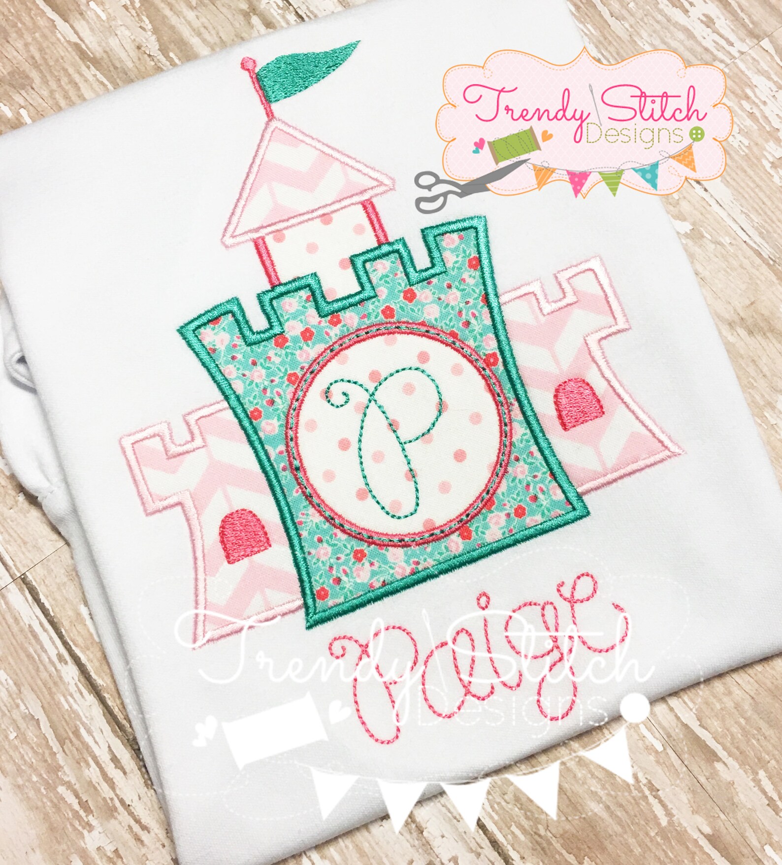 Castle Monogram Applique Design Machine Embroidery Design INSTANT ...