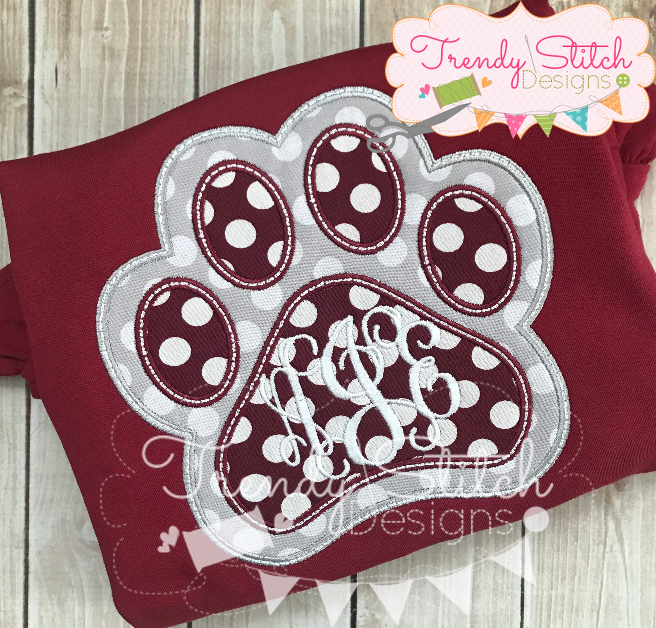 Paw Print 2 Outline Applique Machine Embroidery Design INSTANT - Etsy