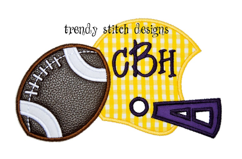 Helmet and Football Applique Design Machine Embroidery Design INSTANT ...