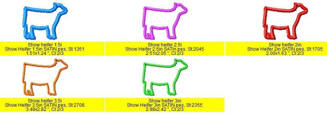 Show Heifer Small Size Applique Design Machine Embroidery Design ...