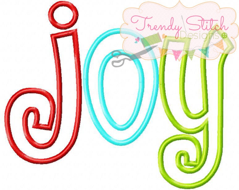 Joy Applique Design Machine Embroidery Design INSTANT DOWNLOAD | Etsy