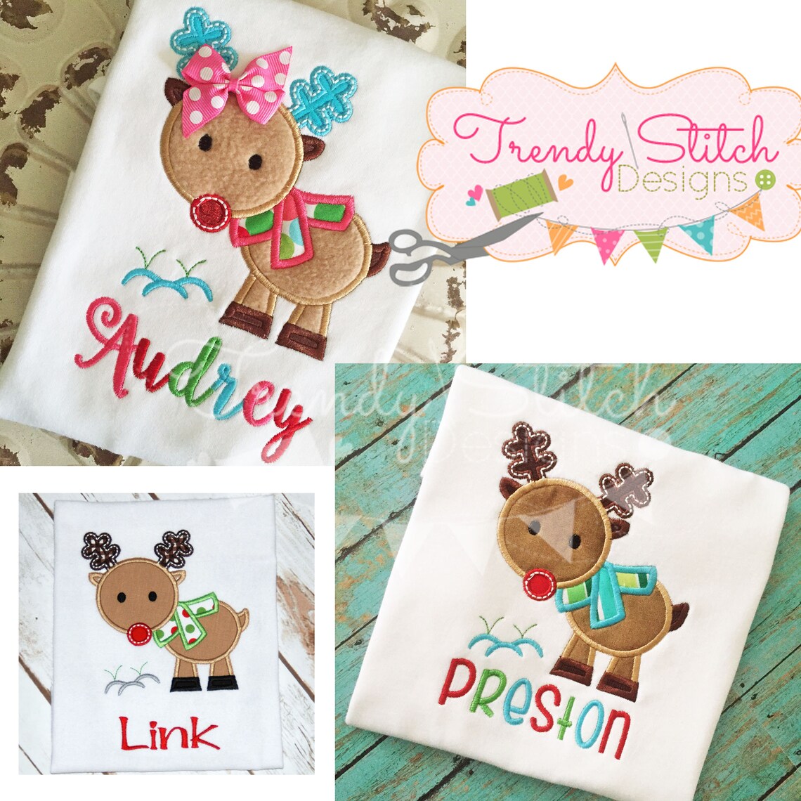 Deer Applique Machine Embroidery Design INSTANT DOWNLOAD Reindeer - Etsy