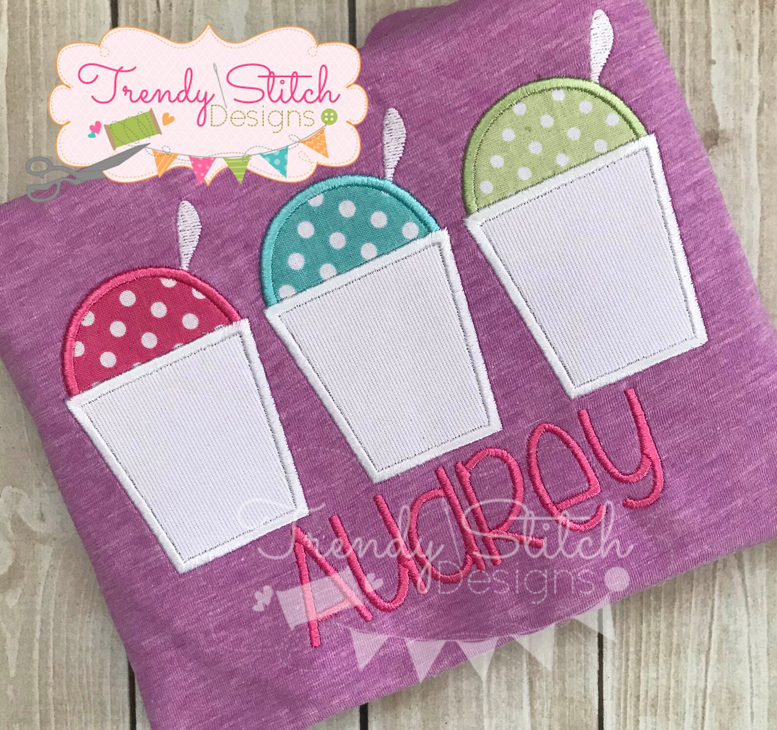 Snowball Cup Trio Applique Design Machine Embroidery Design | Etsy