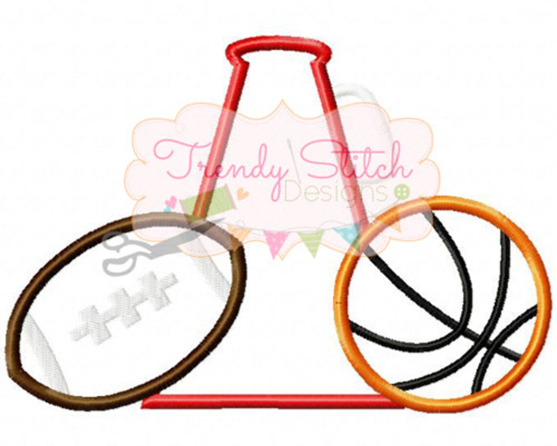 Megaphone Football Basketball Applique Design Machine - Etsy