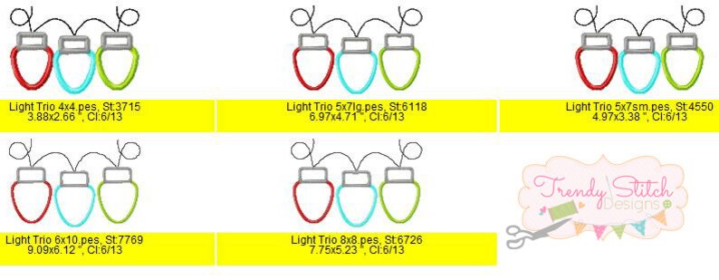 Lights Trio Applique Machine Embroidery Design INSTANT DOWNLOAD ...