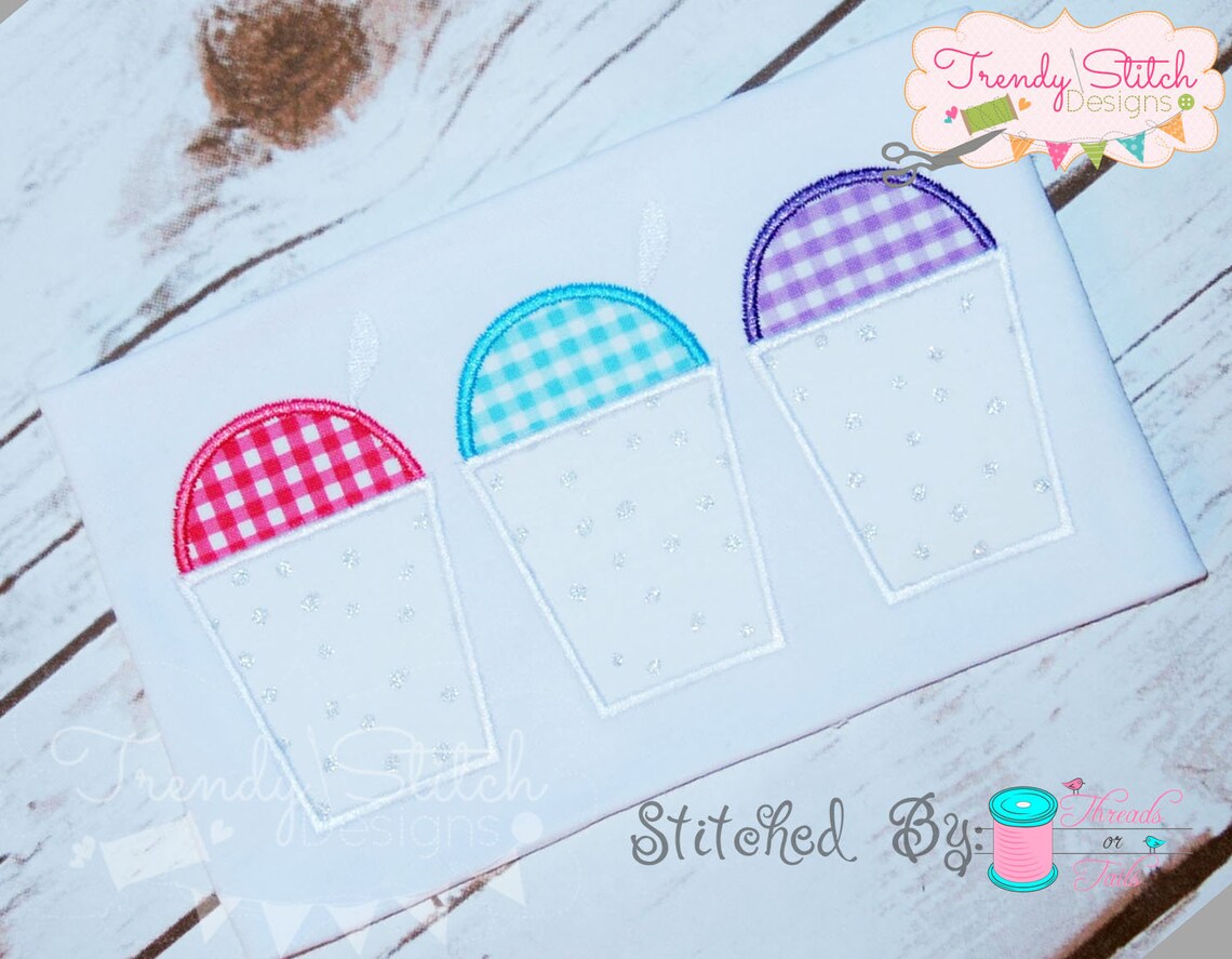 Snowball Cup Trio Applique Design Machine Embroidery Design INSTANT ...