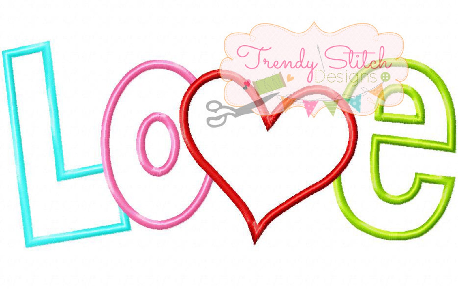 LOVE Applique Machine Embroidery Design INSTANT DOWNLOAD - Etsy