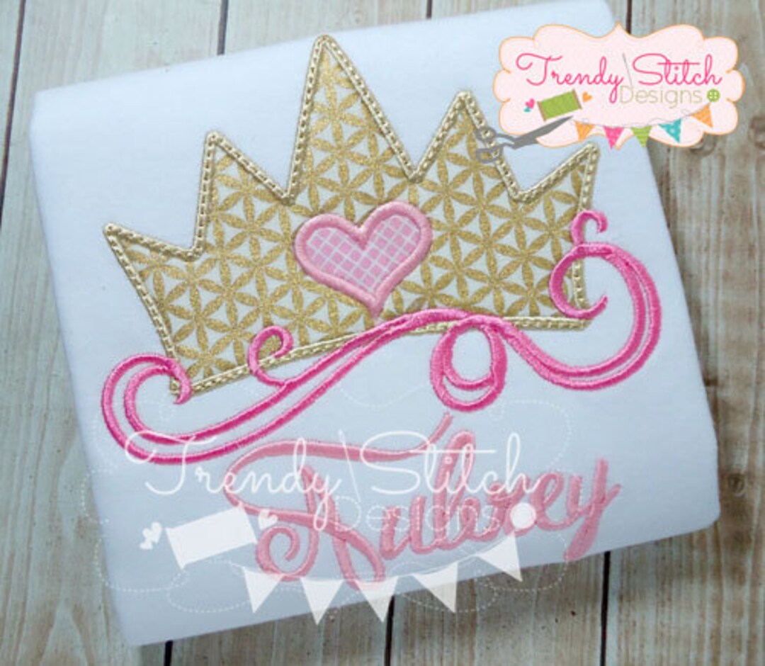Princess Crown Applique Design Machine Embroidery Design INSTANT ...