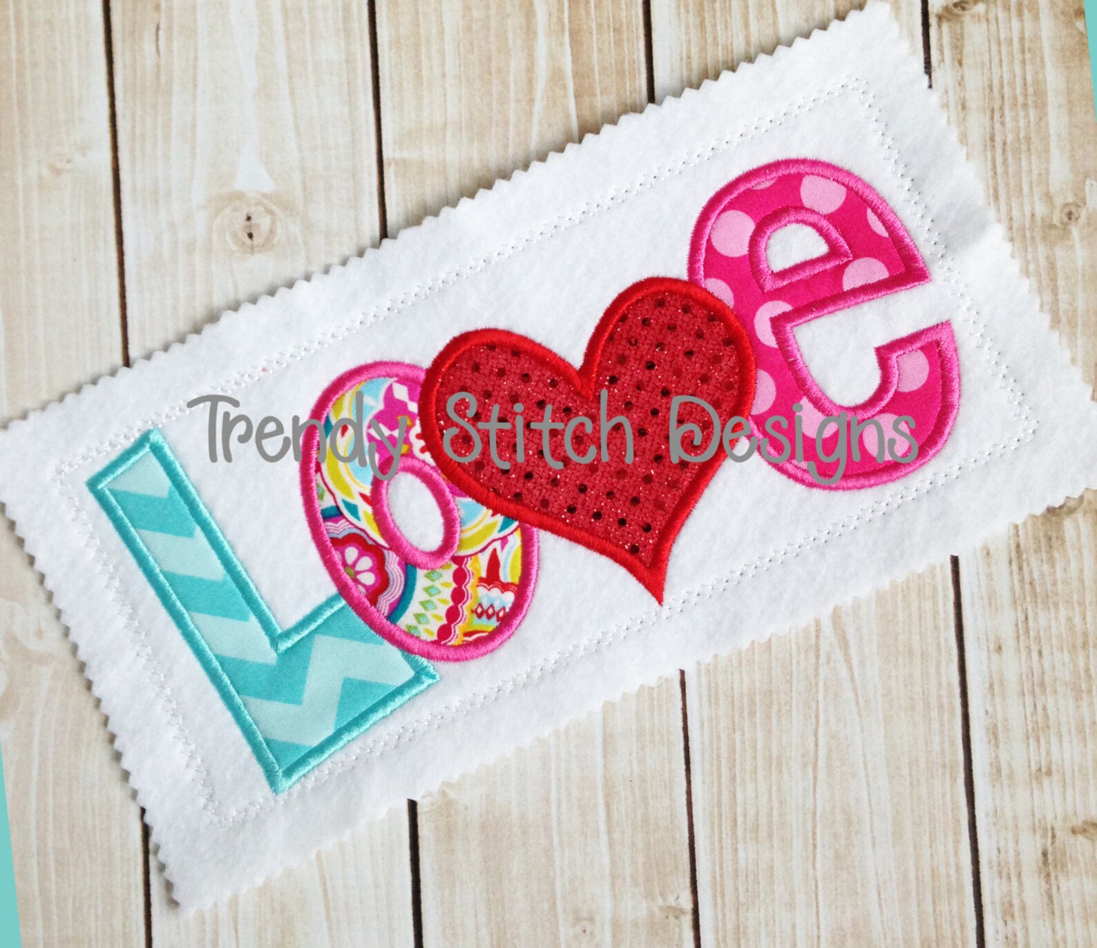LOVE Applique Machine Embroidery Design INSTANT DOWNLOAD - Etsy