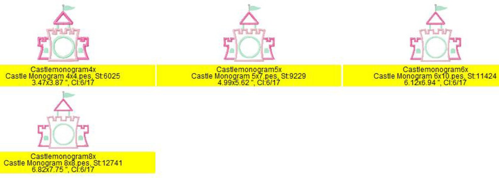 Castle Monogram Applique Design Machine Embroidery Design INSTANT ...