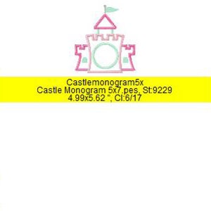 Castle Monogram Applique Design Machine Embroidery Design INSTANT ...