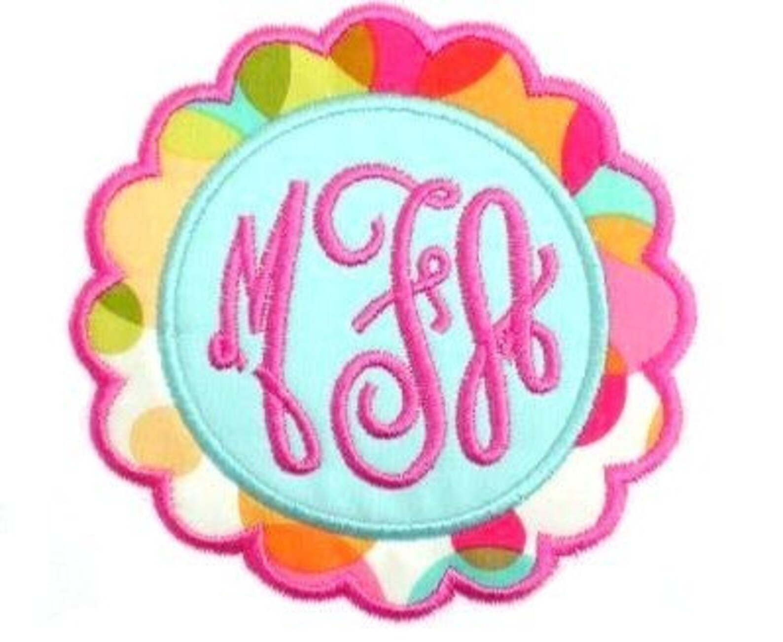 Scalloped Round Patch Applique Design Machine Embroidery Design INSTANT ...