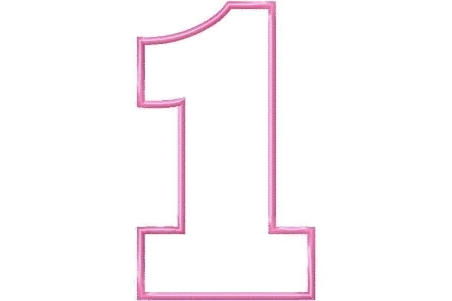 Number 1 Birthday Numbers BLOCK Applique Machine Embroidery Font One ...