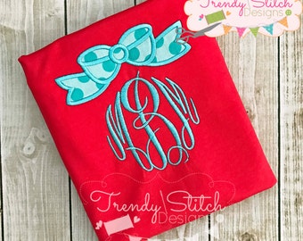 Machine Embroidery Design Bow Monogram Topper Zig Zag INSTANT DOWNLOAD ...