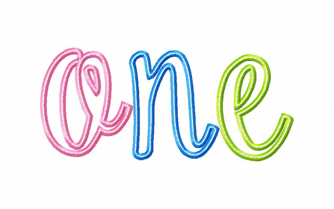 ONE Cursive Applique Design Machine Embroidery First Birthday - Etsy