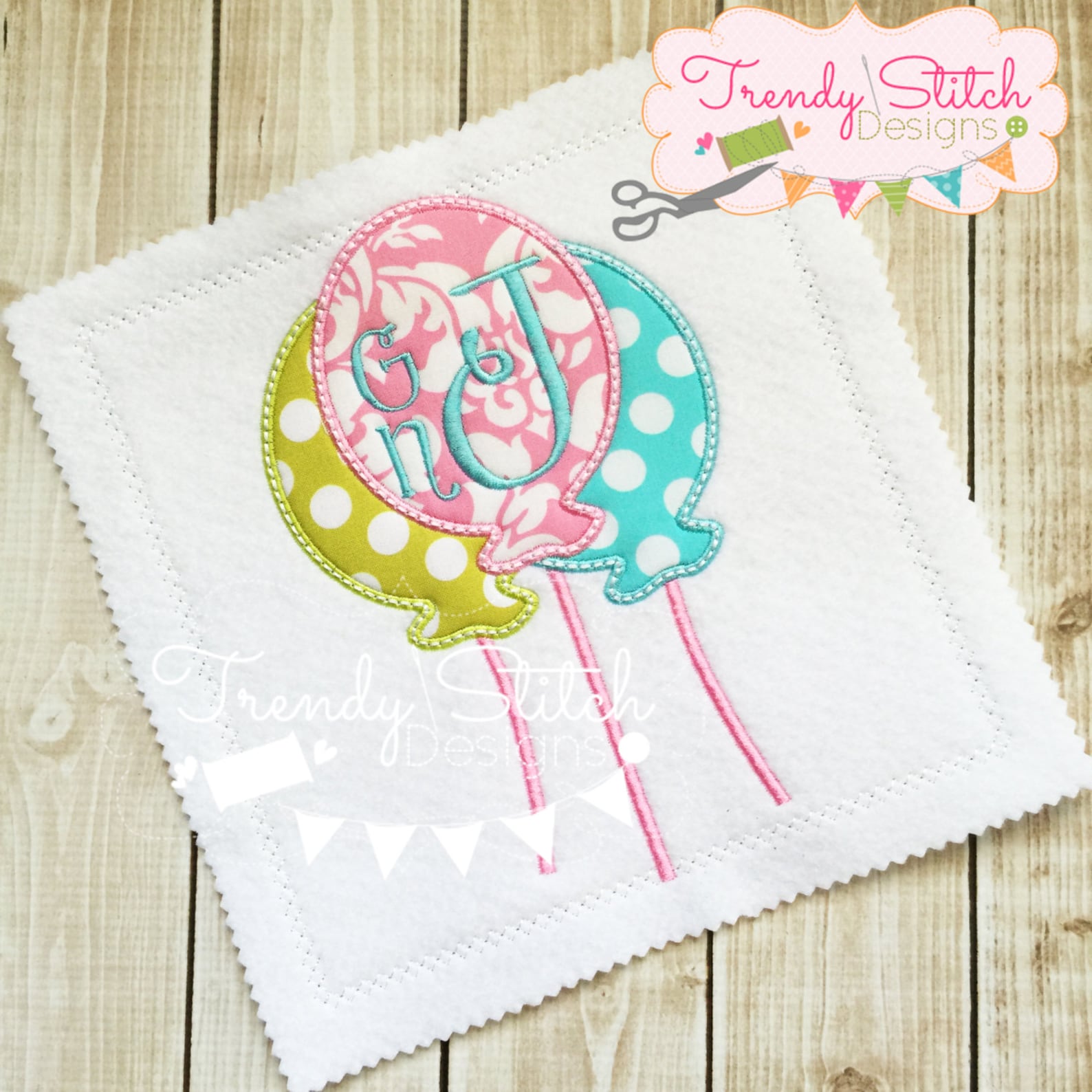 Balloons Applique Design Machine Embroidery Design 3 Scoop Icecream ...