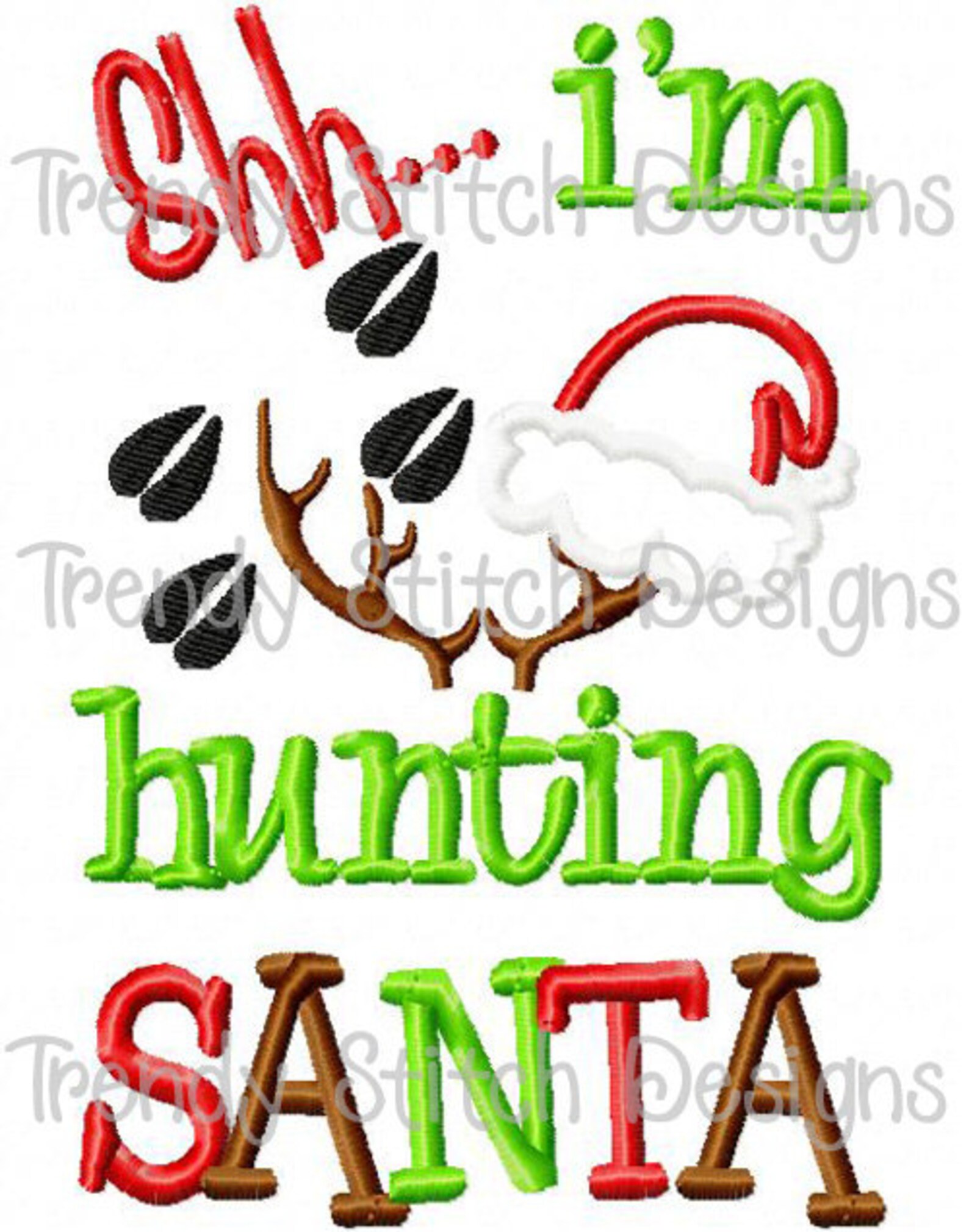 Hunting Santa Applique Design Machine Embroidery Design INSTANT ...