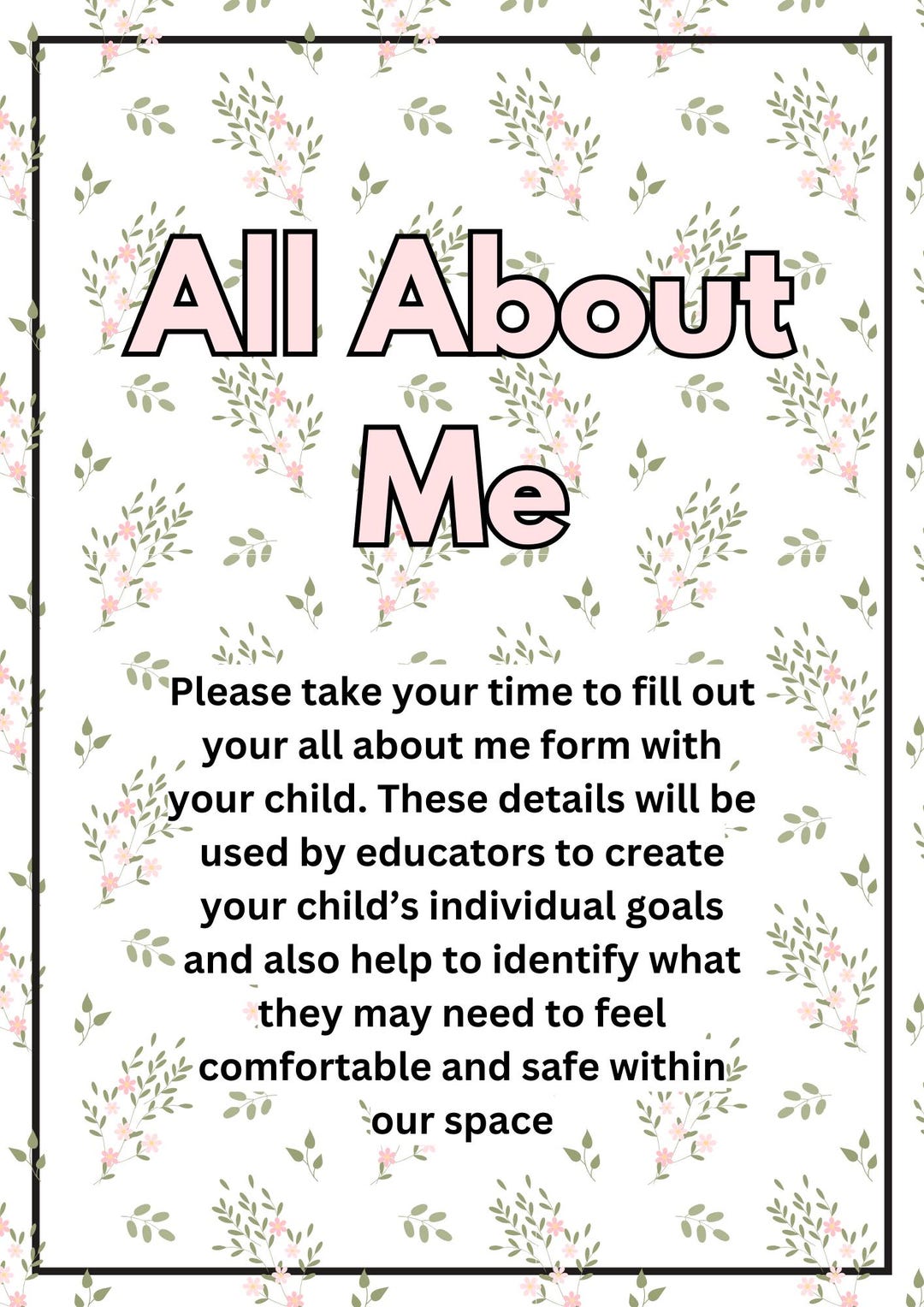 Early Childhood All About Me Forms - Etsy
