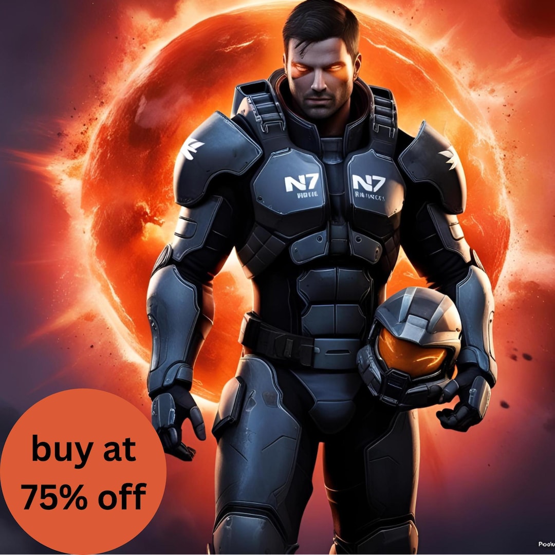 Commander Shepard N7 Design - Mass Effect Hero Wall Art - Male Shepard ...