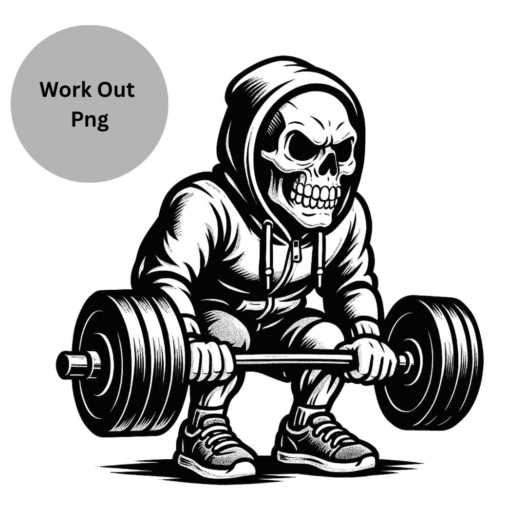 Gym Skull Deadlift PNG – Powerlifting Skeleton Hoodie – Weightlifting ...
