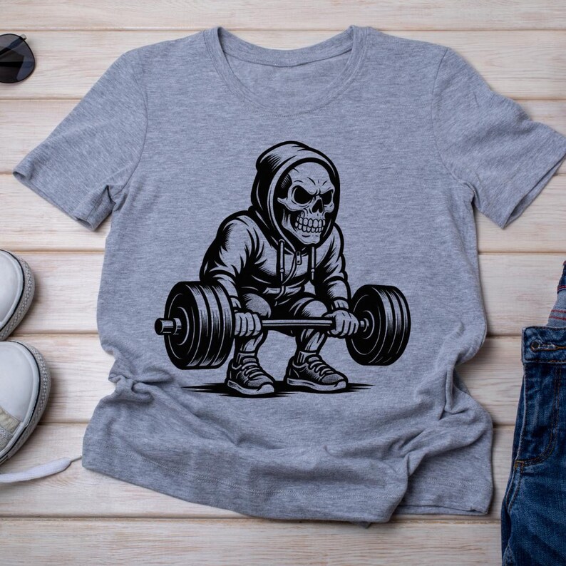 Gym Skull Deadlift PNG – Powerlifting Skeleton Hoodie – Weightlifting ...