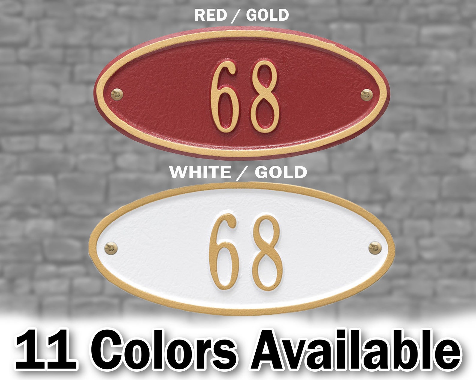 Oval House Number Sign Personalized Metal Cast Aluminum Sign - Etsy
