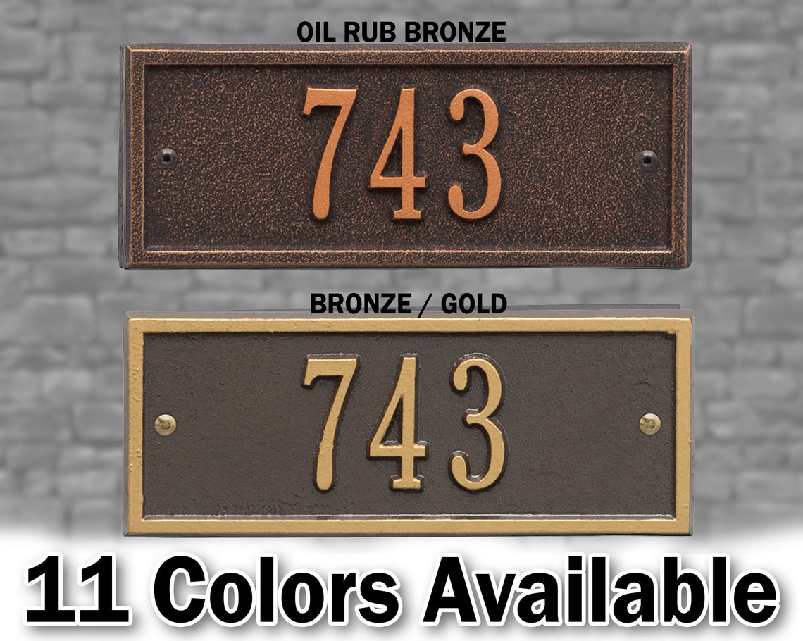 Rectangle House Number Sign - Personalized Metal Cast Aluminum Sign ...