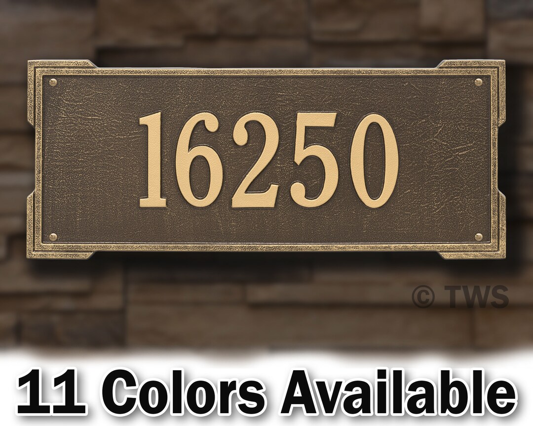 Estate Size Large Metal Rectangle Address Plaque - Personalized Cast ...