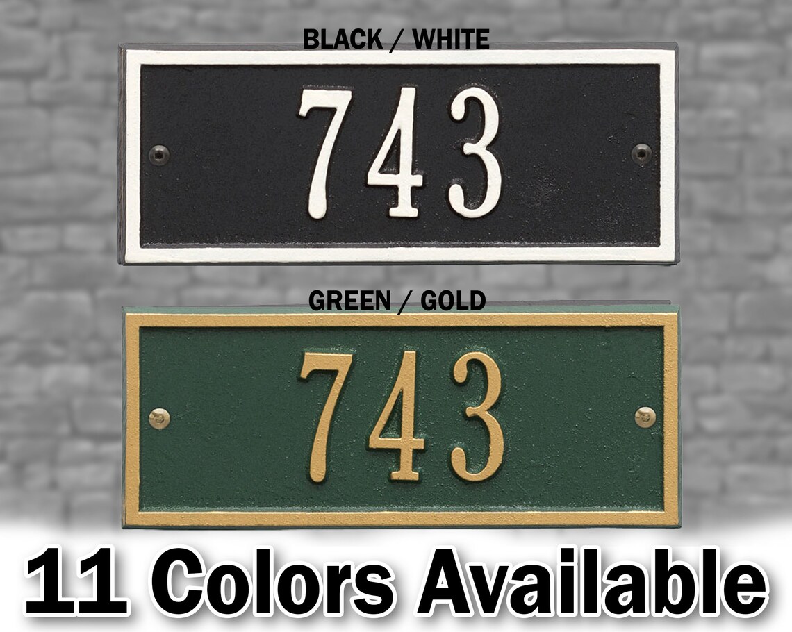 Rectangle House Number Sign - Personalized Metal Cast Aluminum Sign ...