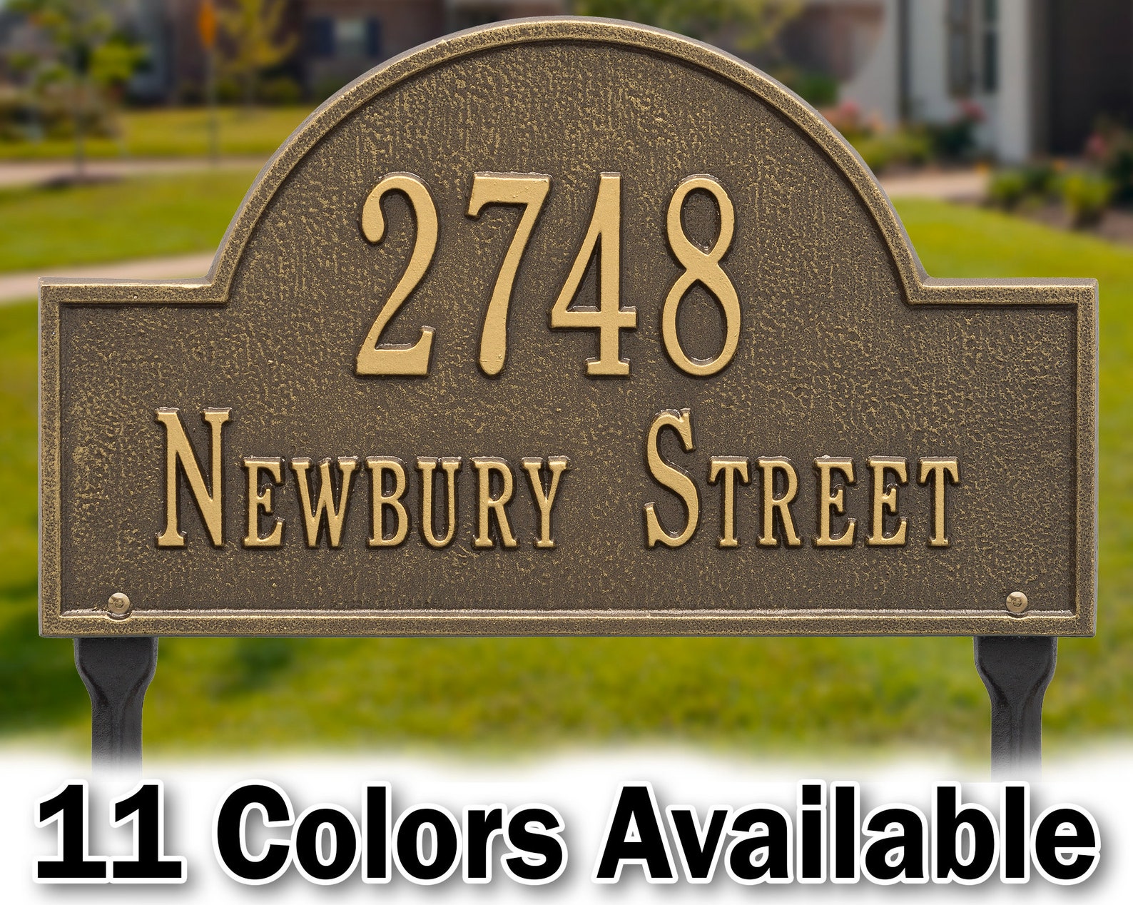 Large Lawn Address Sign - Estate Sign Personalized Metal Cast Aluminum ...