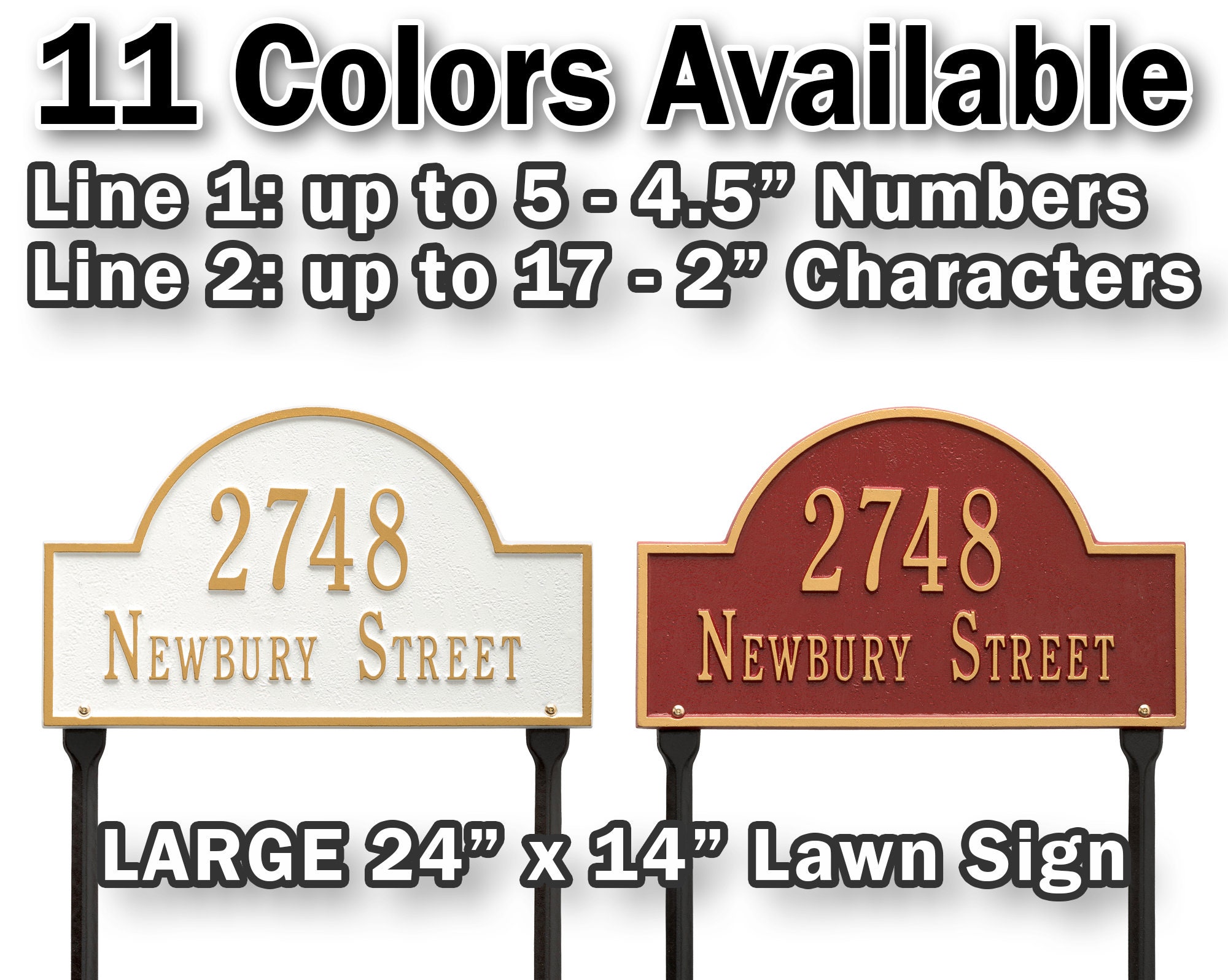 Large Lawn Address Sign - Estate Sign Personalized Metal Cast Aluminum ...