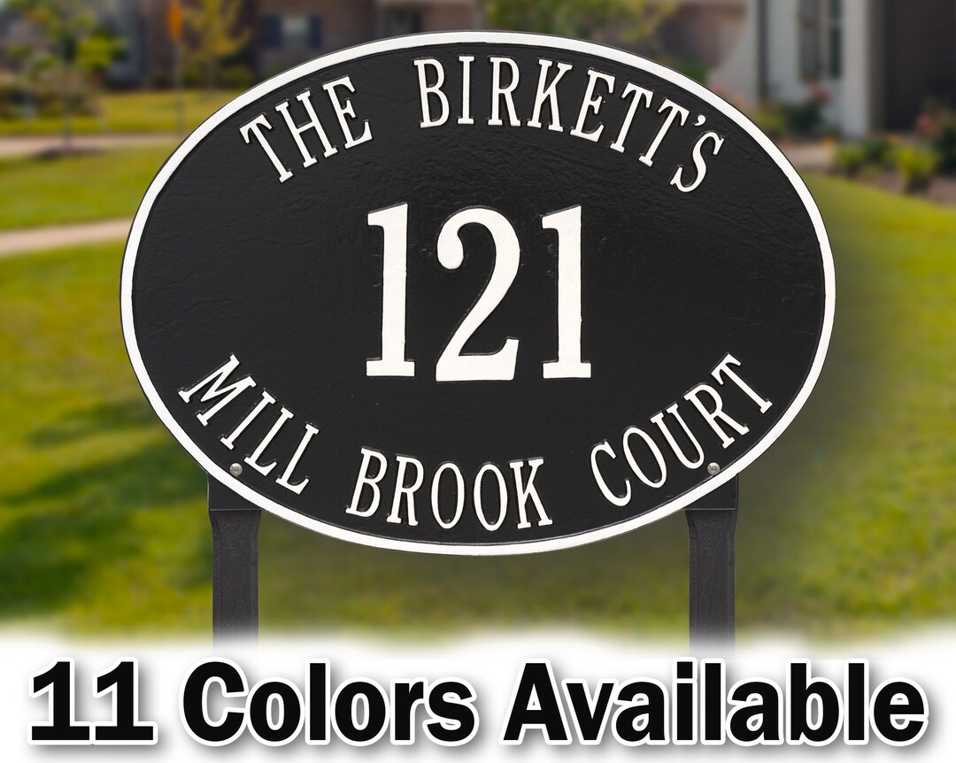 Personalized Oval Aluminum Estate Plaque - 3 Lines - Personalized Metal ...