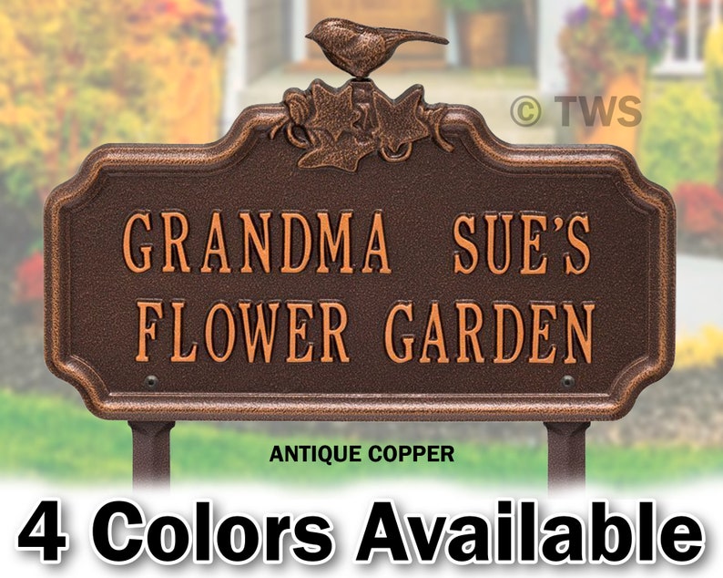 Personalized Cast Aluminum Metal Yard Lawn Plaque - Chickadee Ivy Sign ...