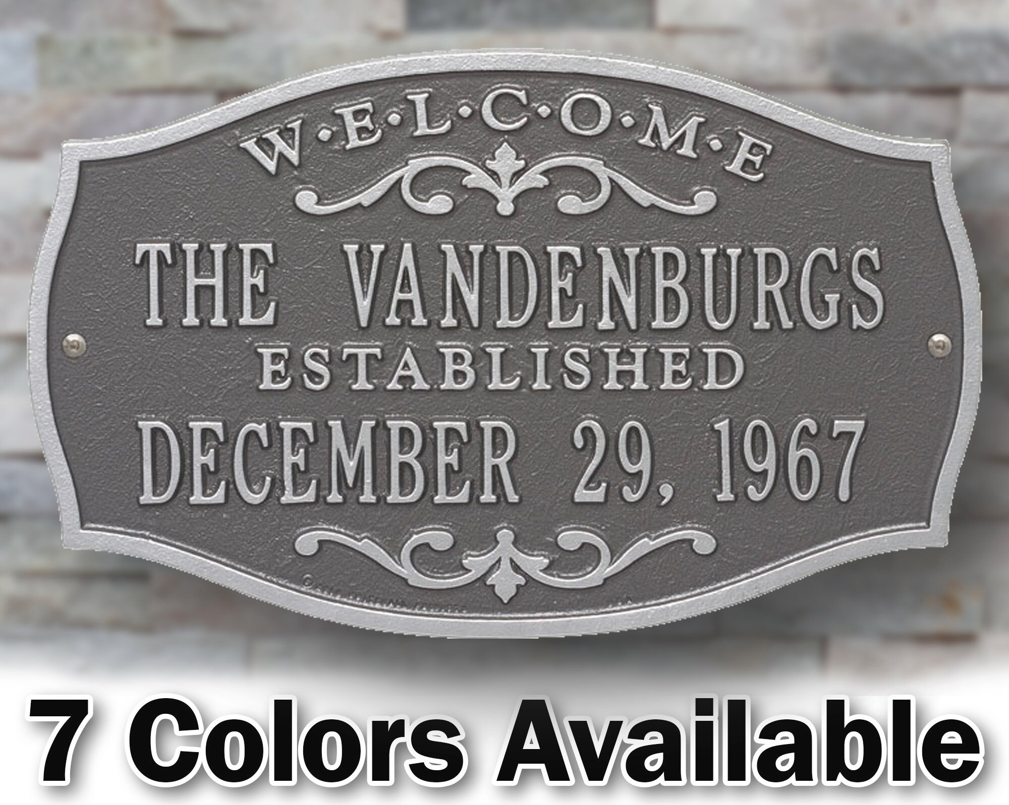 Cast Aluminum Solid Metal Welcome Anniversary Personalized Plaque ...