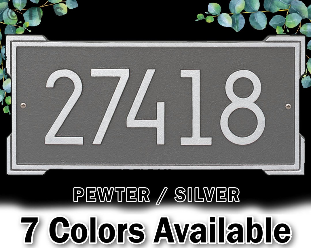 Modern Rectangle House Number Plaque, Cast Aluminum Metal Sign ...
