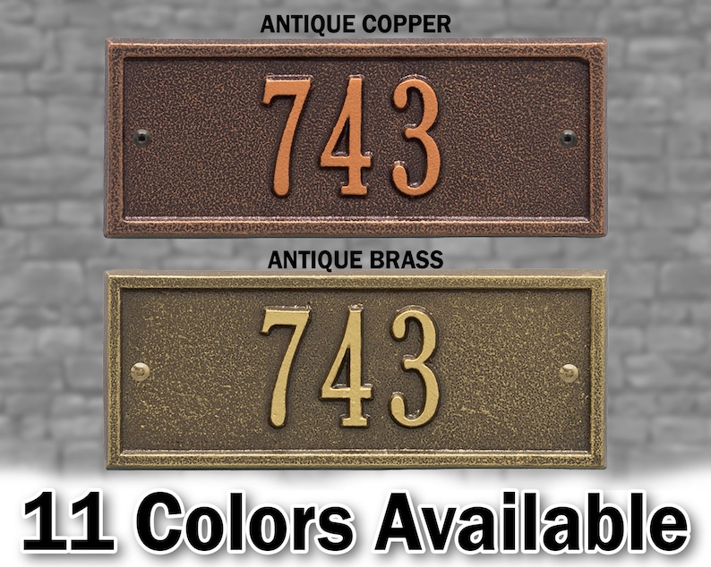 Rectangle House Number Sign - Personalized Metal Cast Aluminum Sign ...