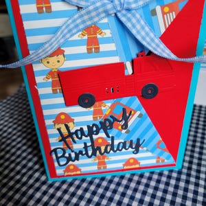 Personalized Firefighter Birthday Card: Handmade Fire Truck Design - Etsy
