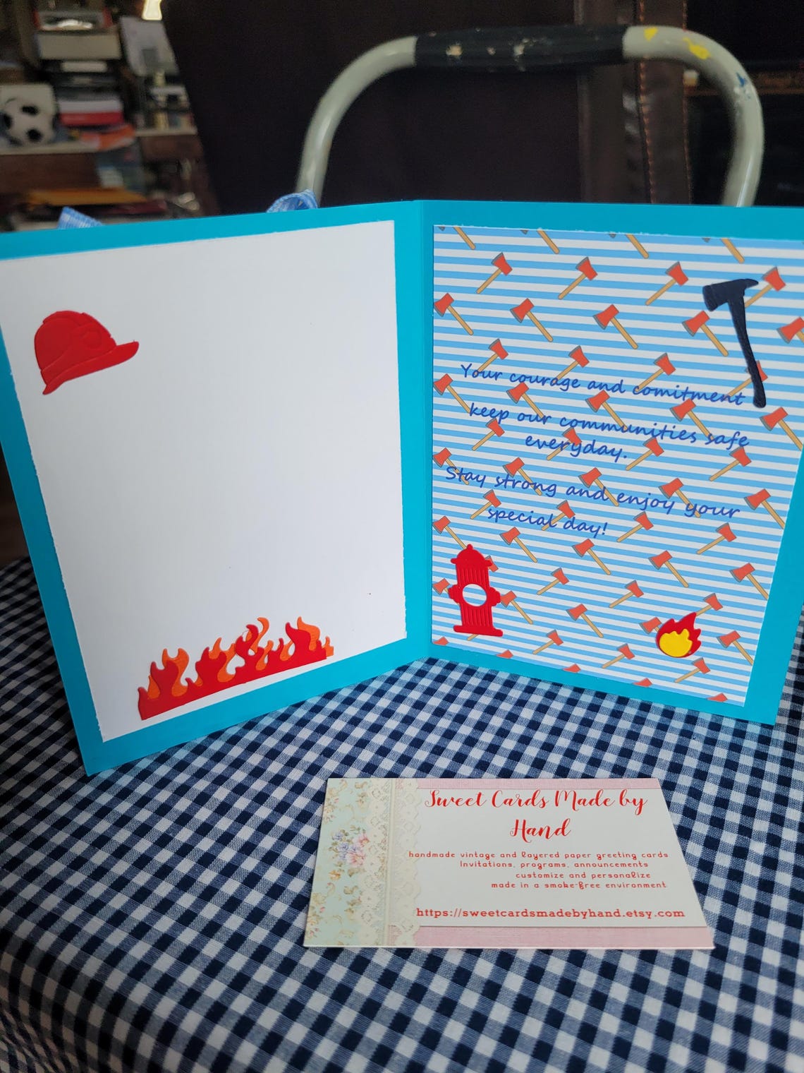 Personalized Firefighter Birthday Card: Handmade Fire Truck Design - Etsy