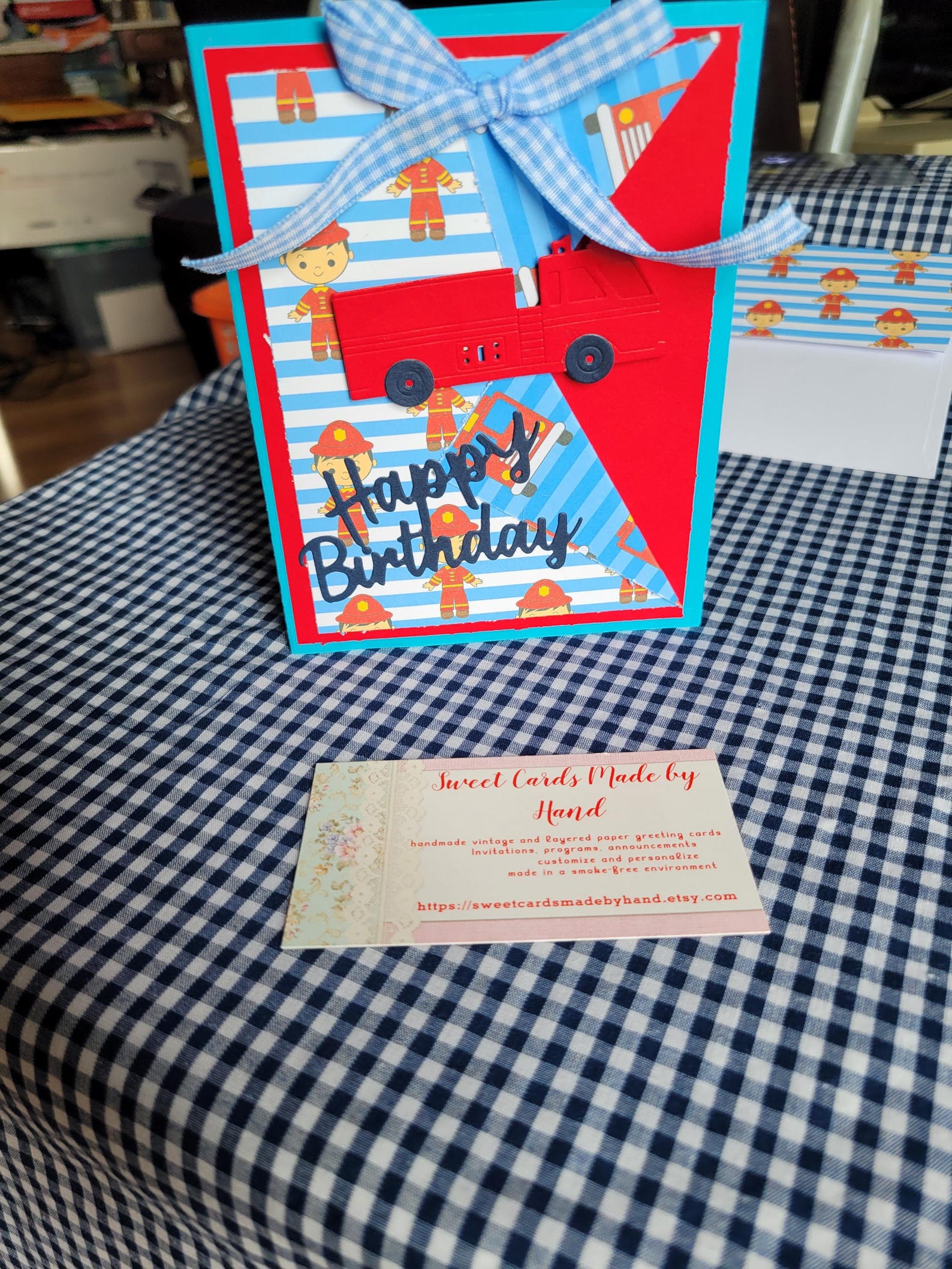 Personalized Firefighter Birthday Card: Handmade Fire Truck Design - Etsy