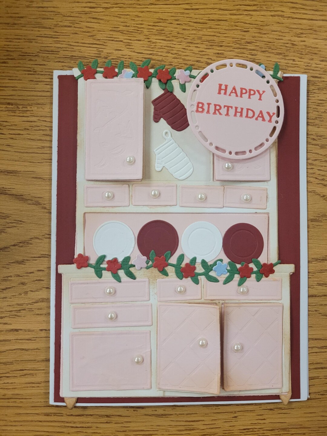 Hoosier Cabinet Handmade Shabby Chic Birthday Card Vintage Style With ...