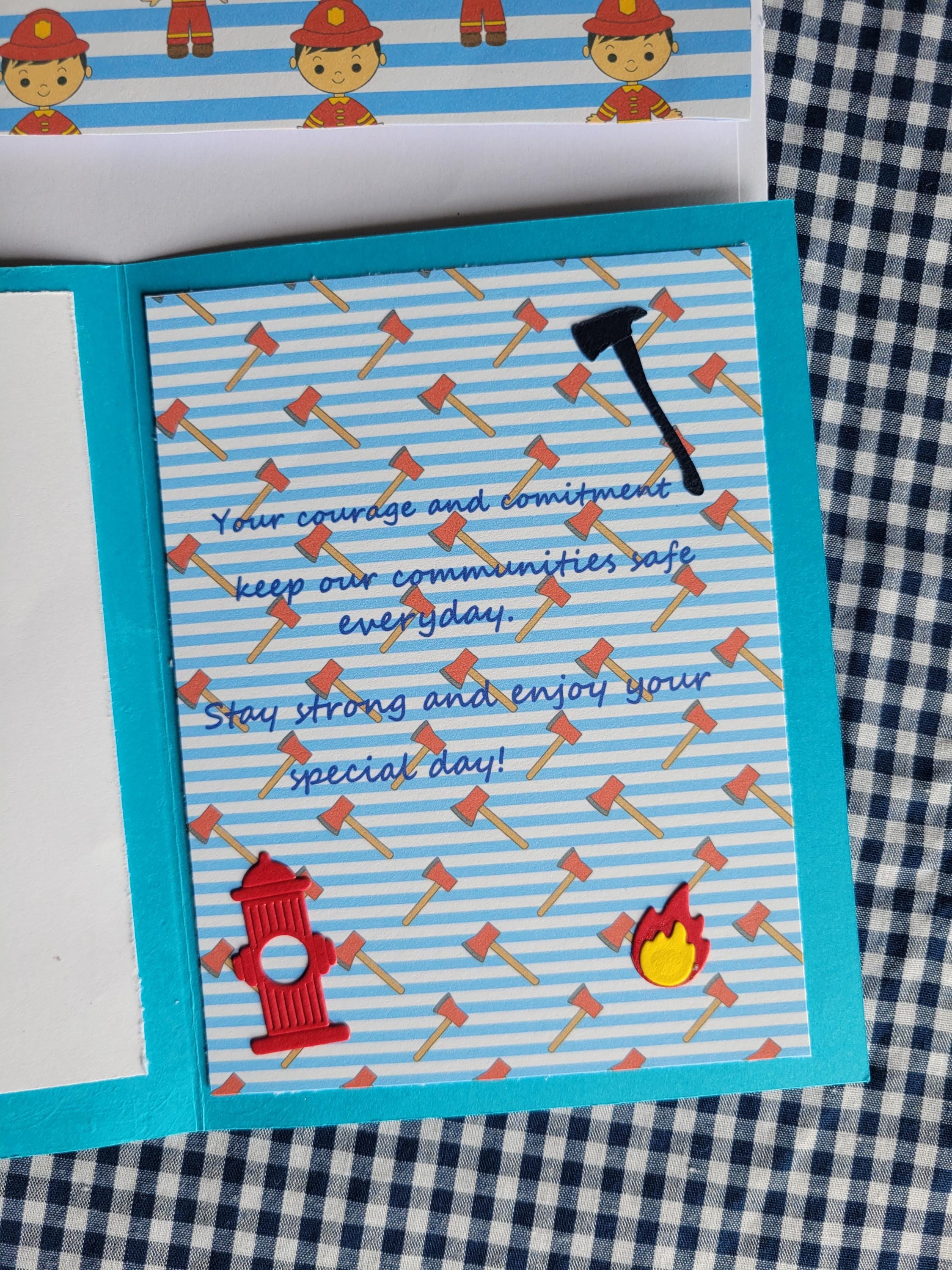 Personalized Firefighter Birthday Card: Handmade Fire Truck Design - Etsy