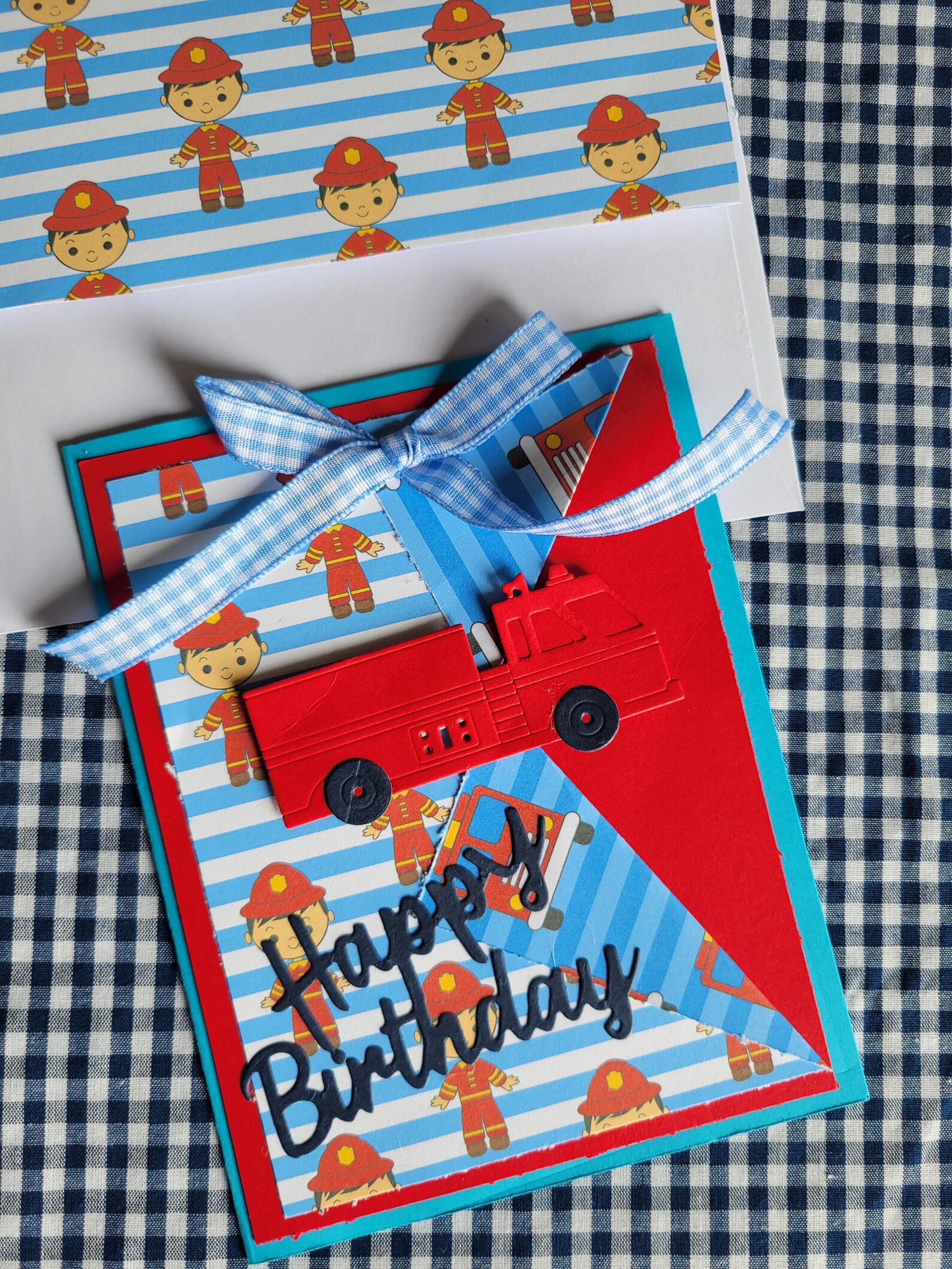 Personalized Firefighter Birthday Card: Handmade Fire Truck Design - Etsy