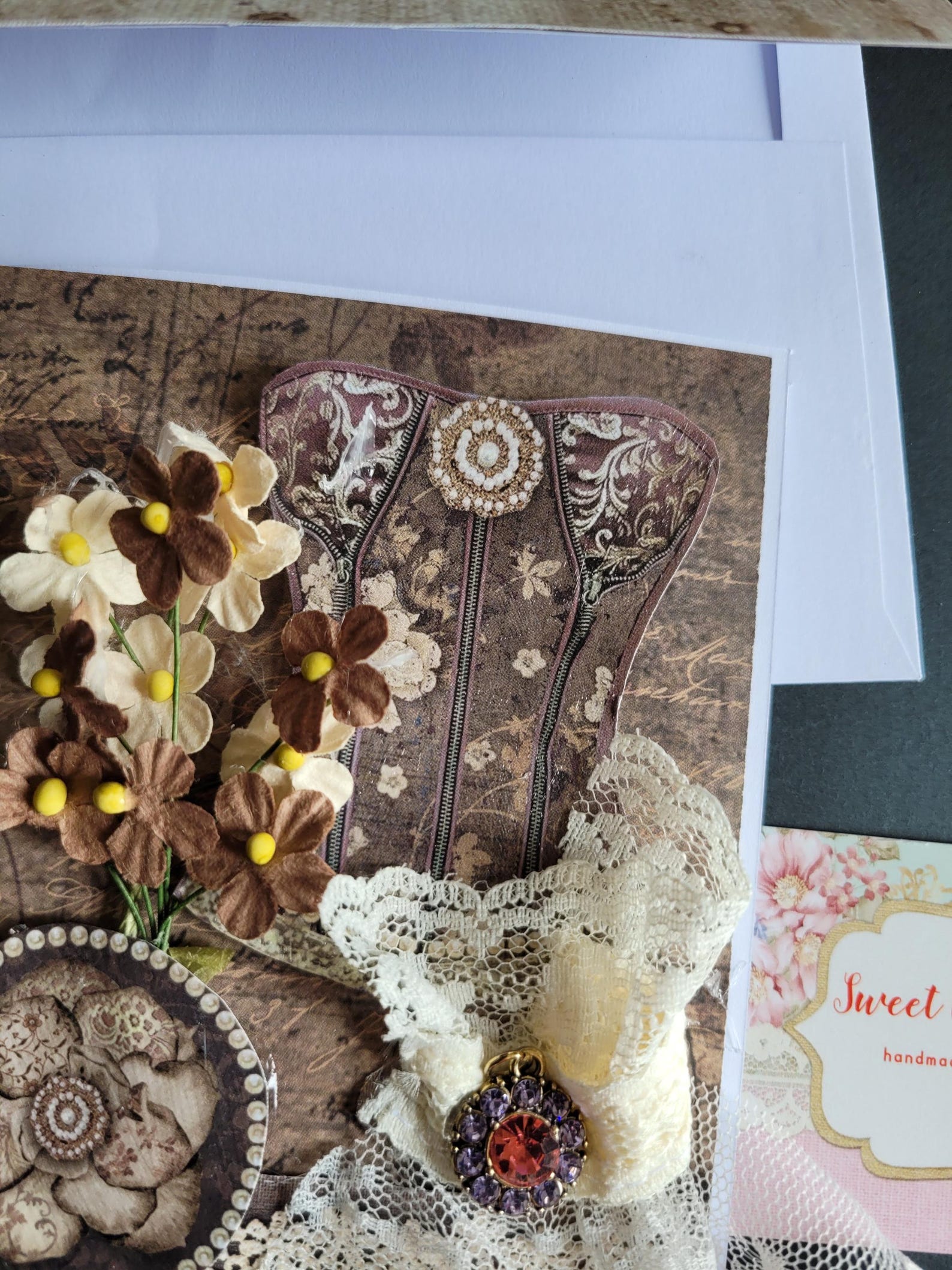 Shabby Chic Greeting Card: Vintage Lace, Floral Accents & Tags - Etsy