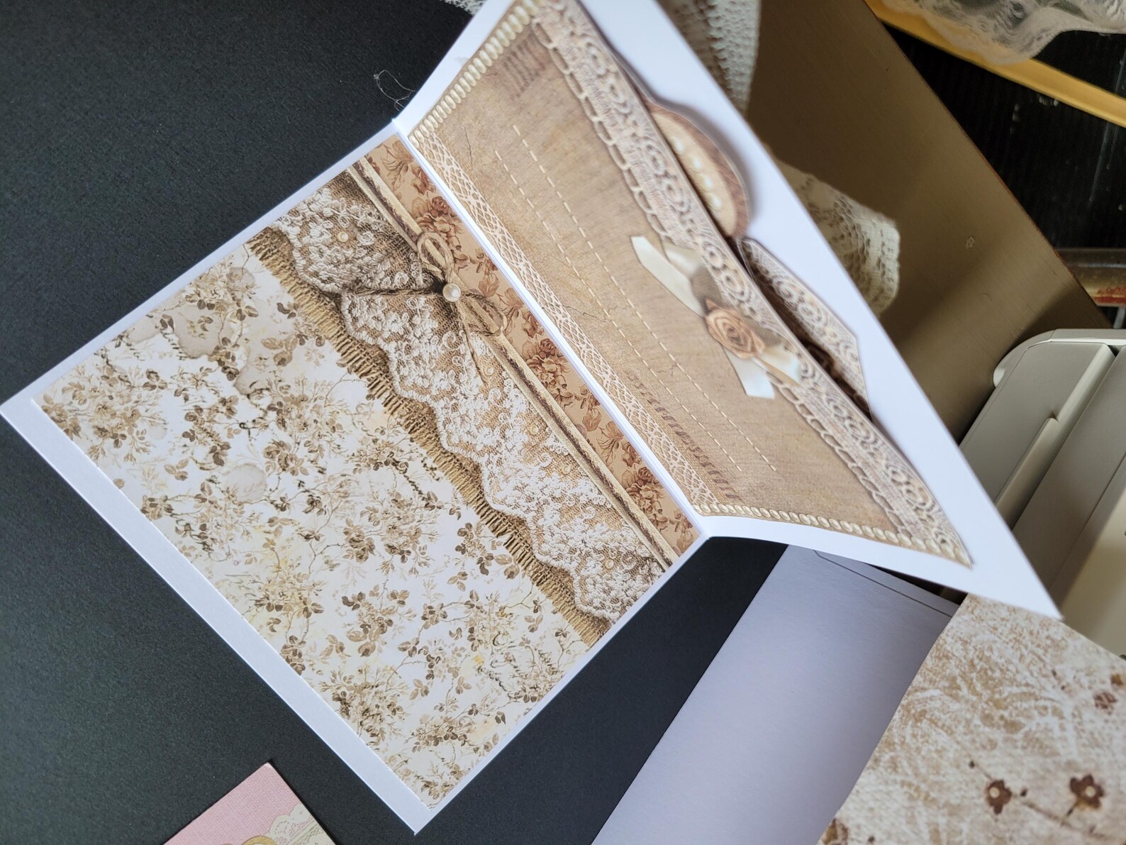 Shabby Chic Greeting Card: Vintage Lace, Floral Accents & Tags - Etsy