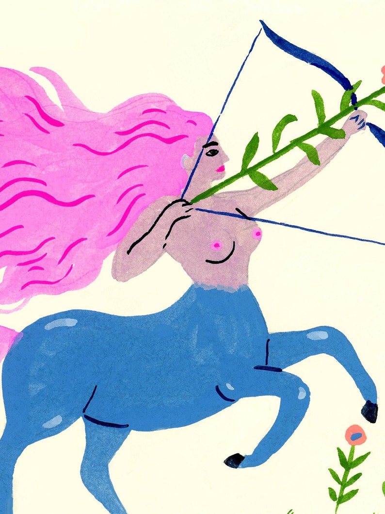 Art Print, Wall Art, Centaur Babe With Flower Arrow by Sarah Walsh - Etsy
