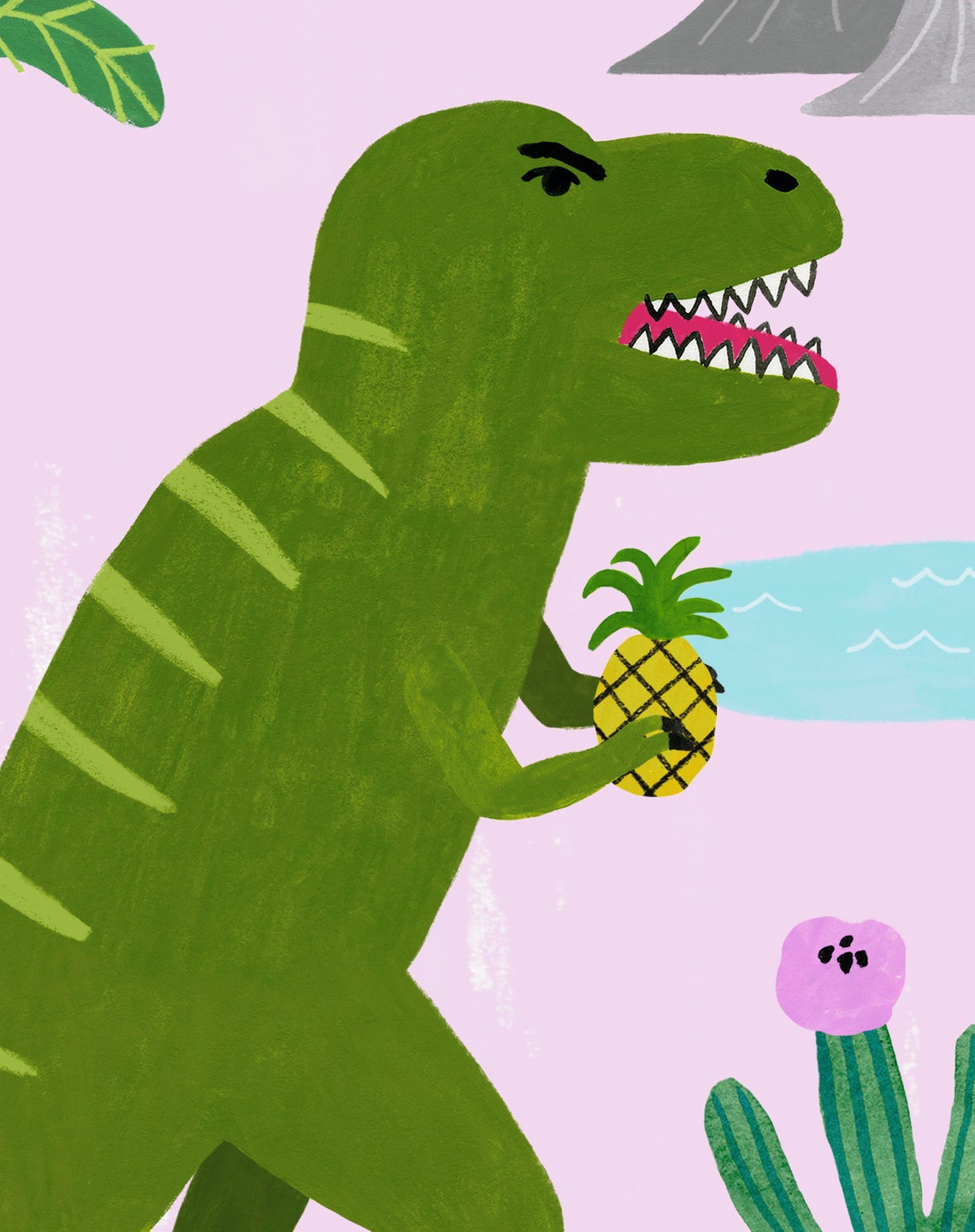 Art Print, Wall Art, Dinosaur Illustration, Angry T-rex by Colin Walsh ...