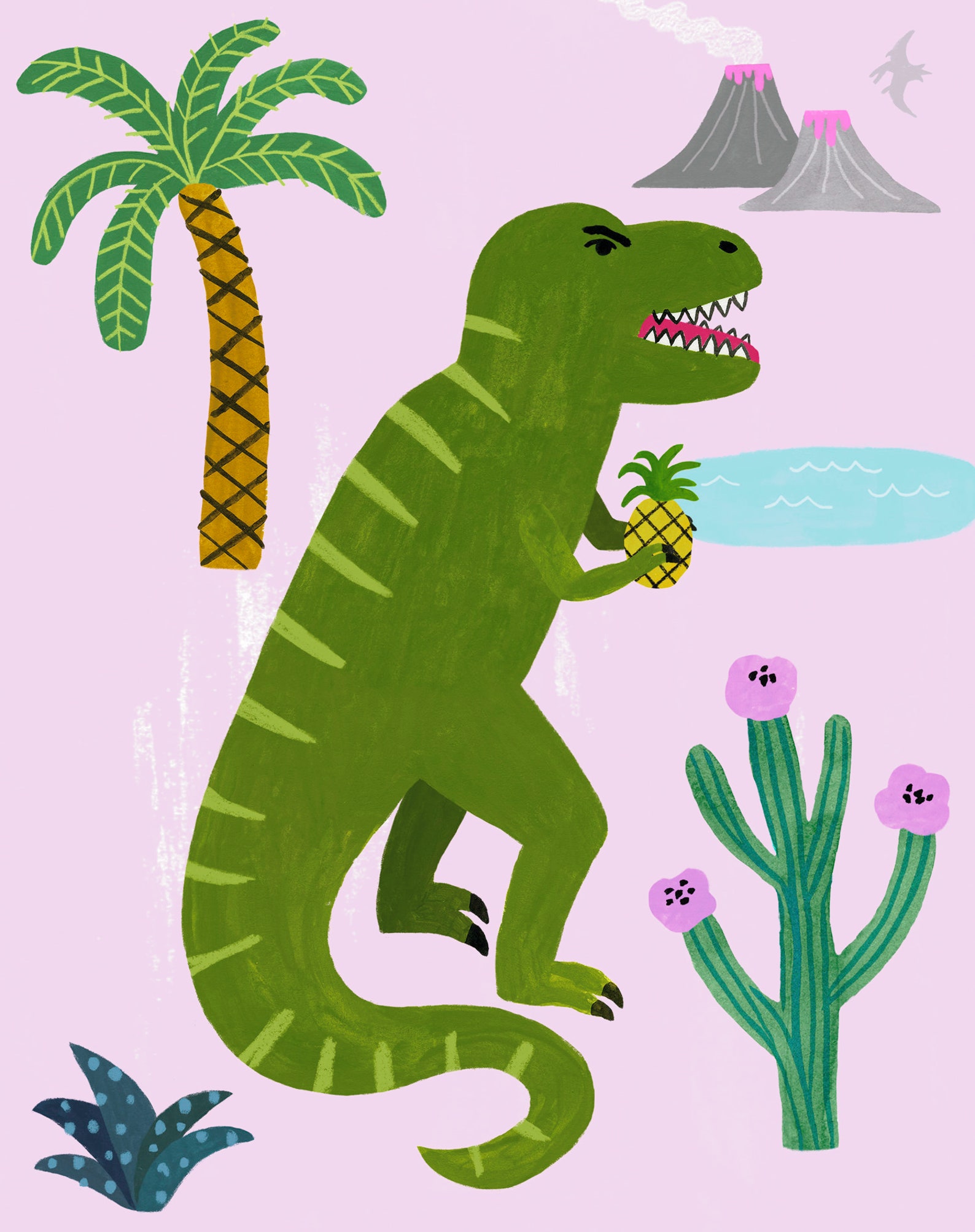 Art Print, Wall Art, Dinosaur Illustration, Angry T-rex by Colin Walsh ...