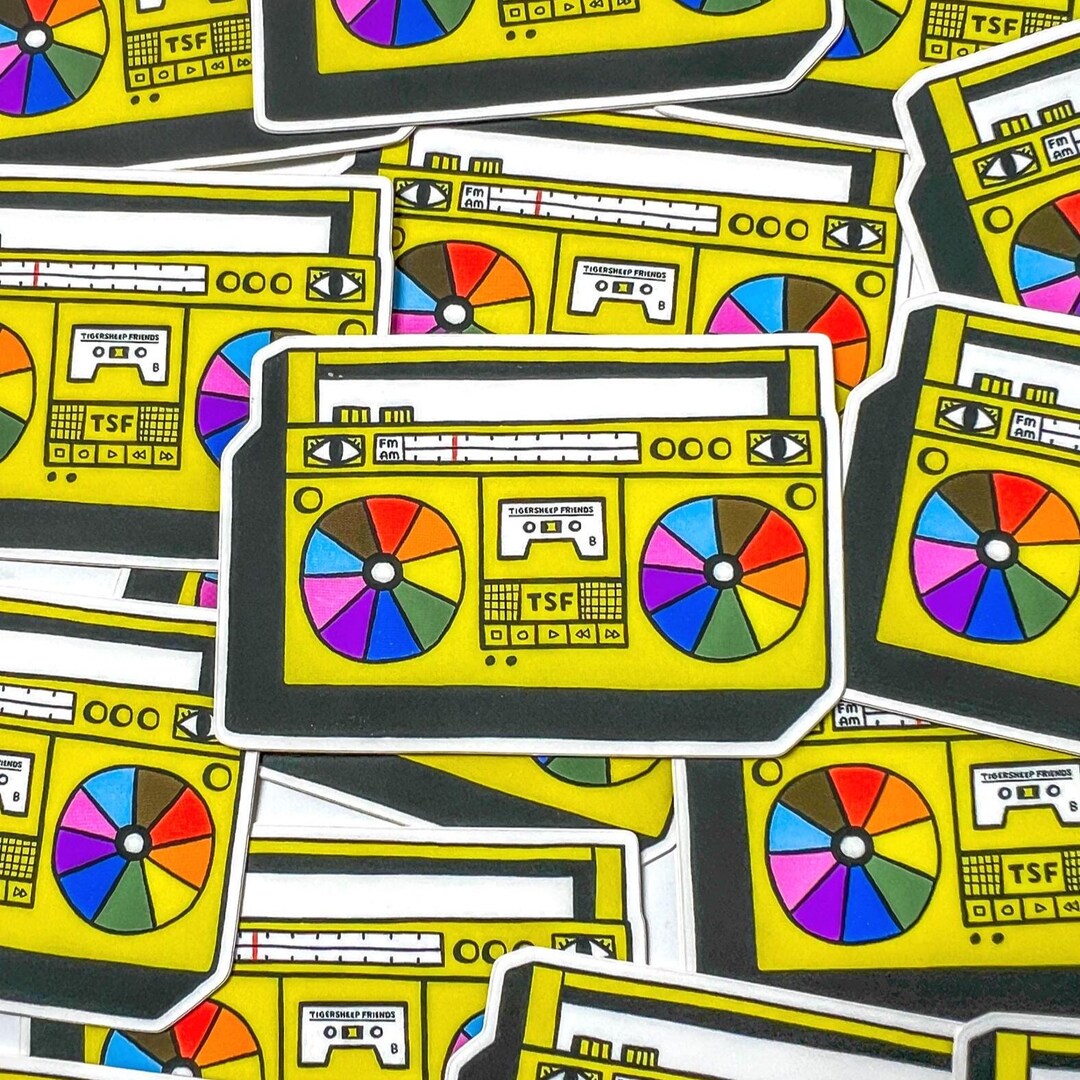 Boombox 80's Rainbow Pride Sticker - Etsy