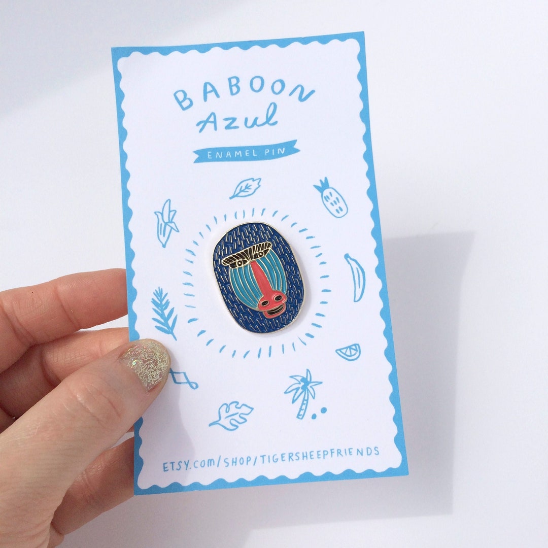 Enamel Pin Blue Azul Baboon - Etsy Canada